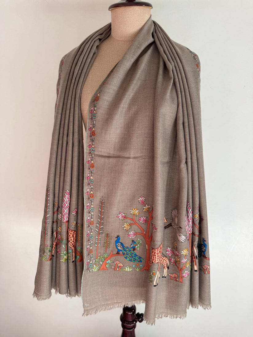 Jungle Palla Kalmkari Hand embroidery shawl – NAYAK ARTS